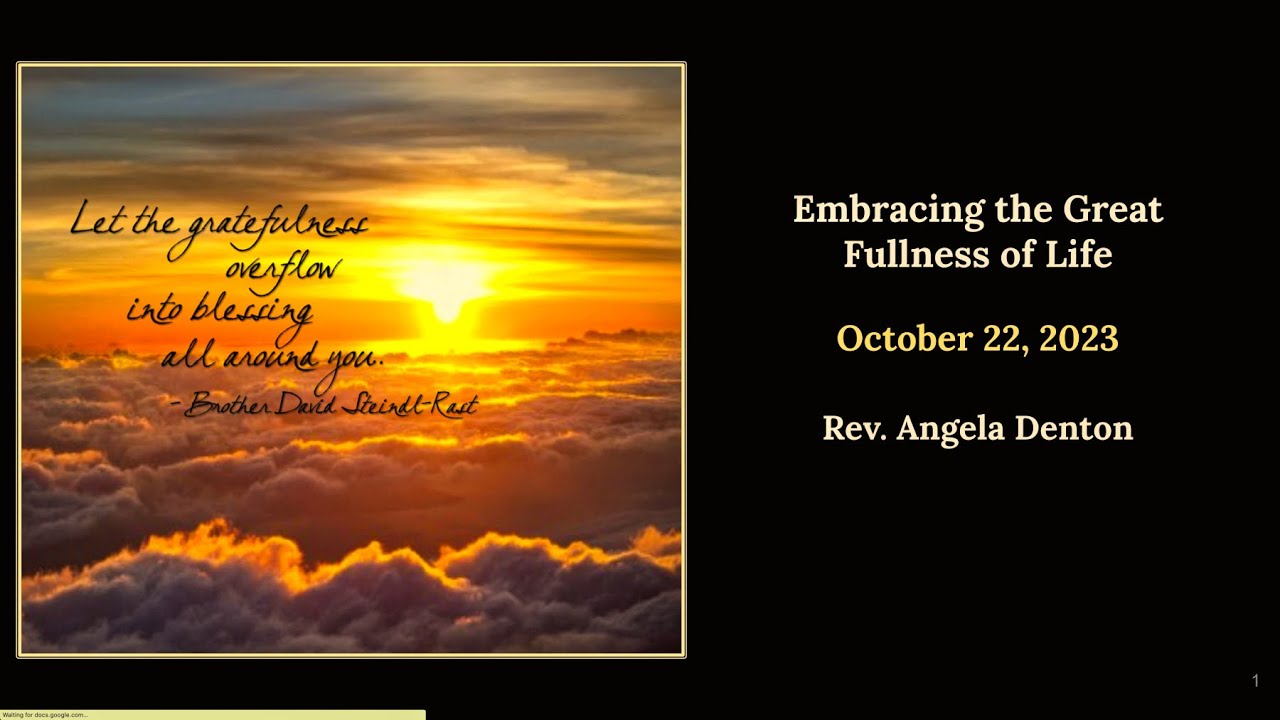 “Embracing the Gratefulness of Life” – Sunday Talk Series